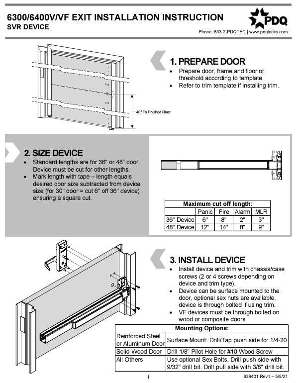 6300 Series Surface Vertical Rod Exit Device | PDQ Locks