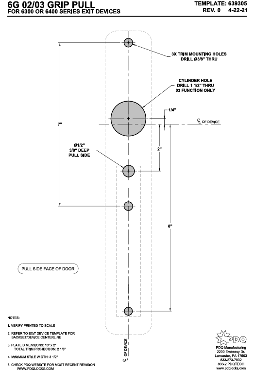 6G Grip Pull Exit Device Trim | PDQ Locks