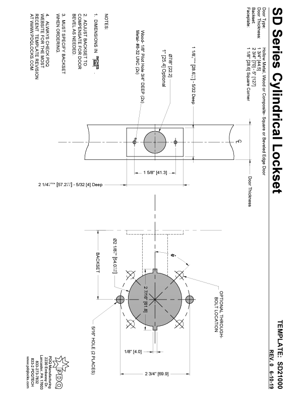 SD Series Grade 2 Cylindrical Lock | PDQ Locks
