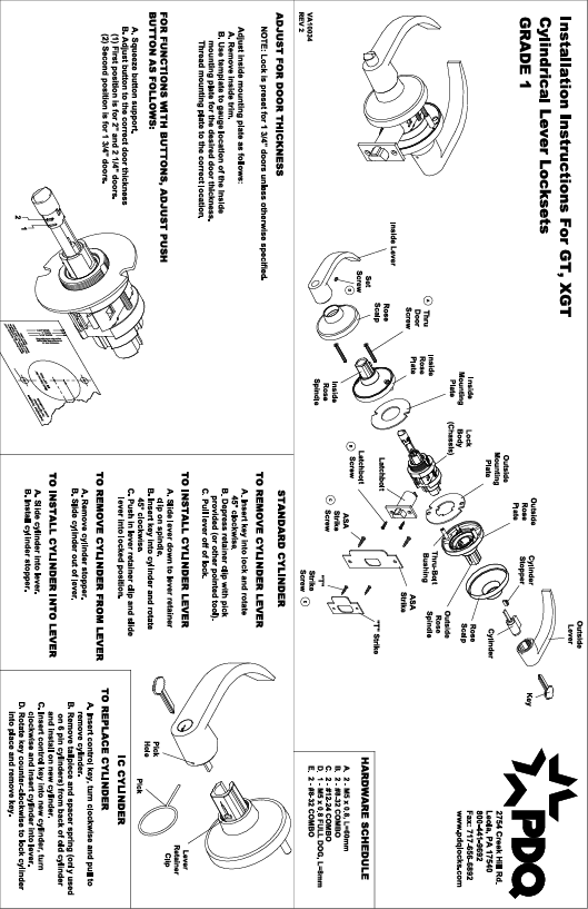 Grade 1 Heavy Duty Cylindrical Lock | PDQ Locks